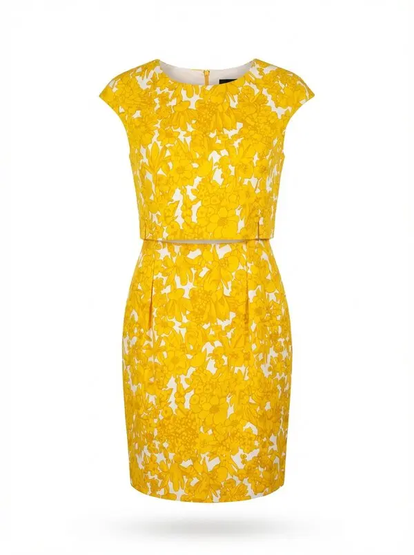 Max Mara Short Sleeve Crewneck Dress With Graphic Print
