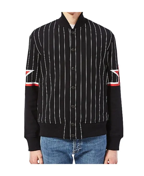 Givenchy Striped Pilot Jacket With Star Decal