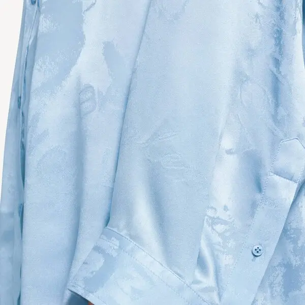 Balenciaga Washed Crayon Allover Long-sleeve Cocoon Shirt - Light Blue