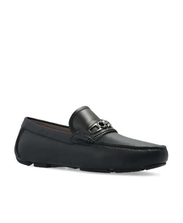 FERRAGAMO Logo Detail Loafers - Black