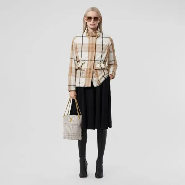 Burberry Checked Drawstring Waist Jacket