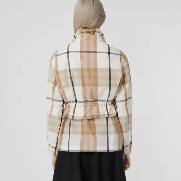 Burberry Checked Drawstring Waist Jacket
