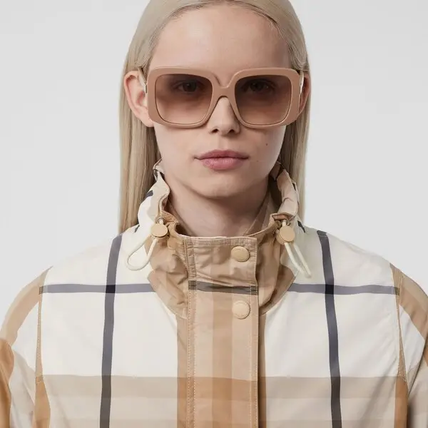 Burberry Checked Drawstring Waist Jacket