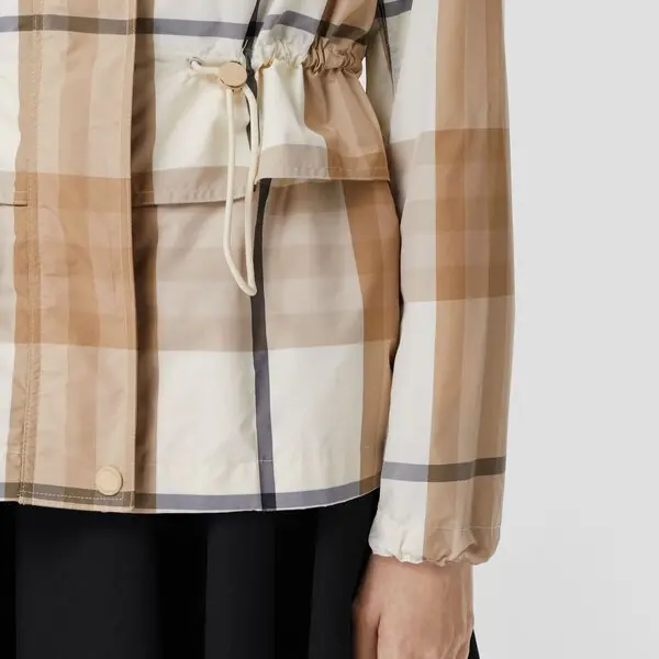 Burberry Checked Drawstring Waist Jacket
