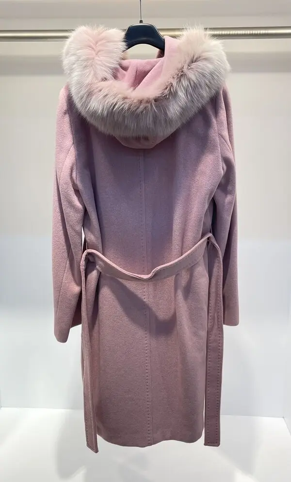 Max Mara Long Hooded Coat With Waist Straps - Nude