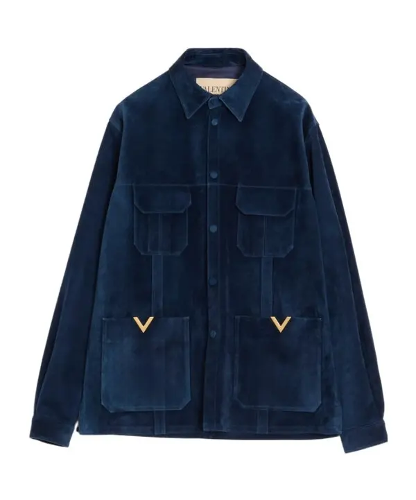 Valentino Garavani Vgold Velour Leather Jacket