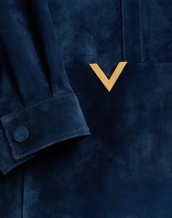 Valentino Garavani Vgold Velour Leather Jacket