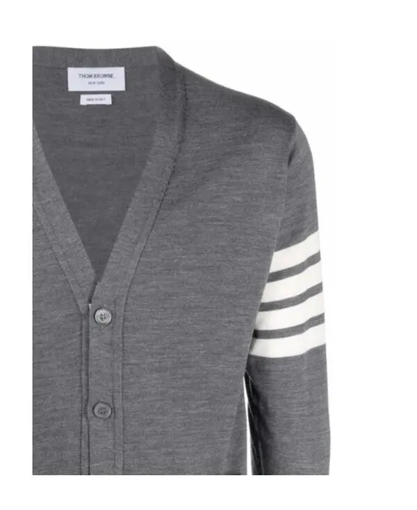 Thom Browne 4-bar V-neck Knitted Cardigan