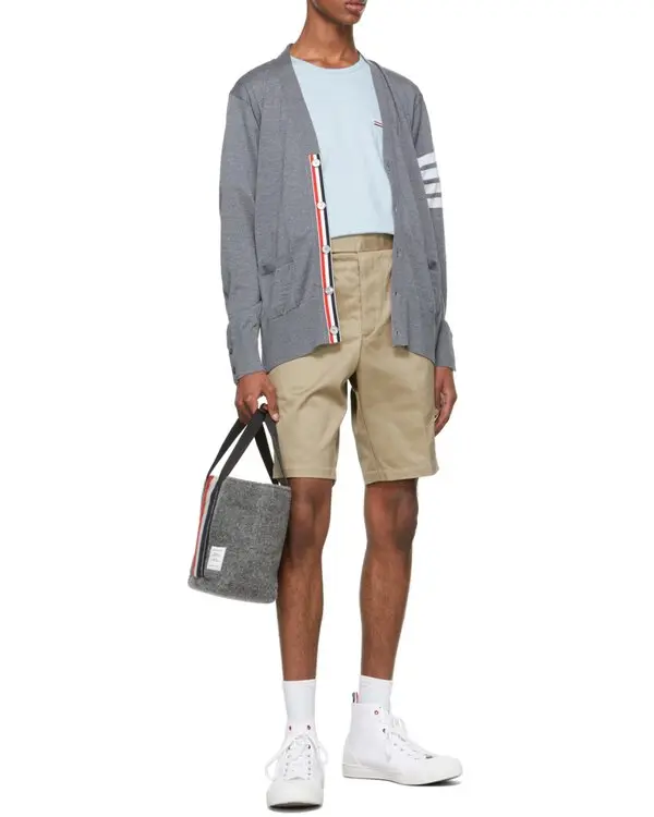 Thom Browne 4-bar V-neck Knitted Cardigan