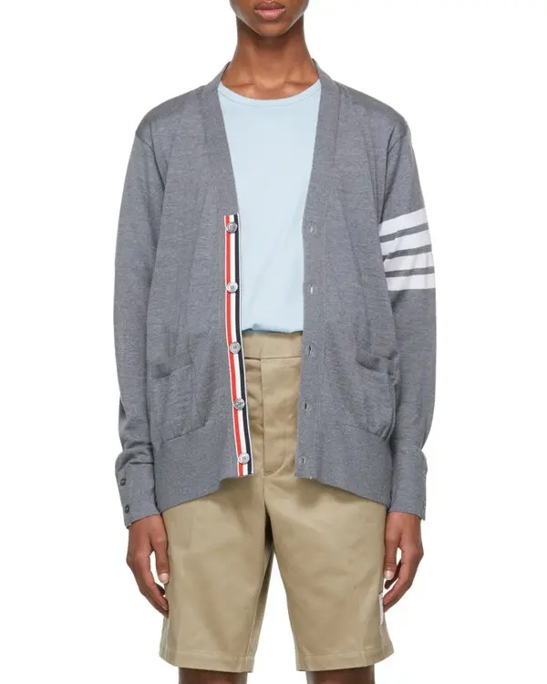 Thom Browne 4-bar V-neck Knitted Cardigan