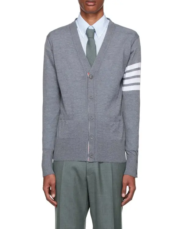 Thom Browne 4-bar V-neck Knitted Cardigan
