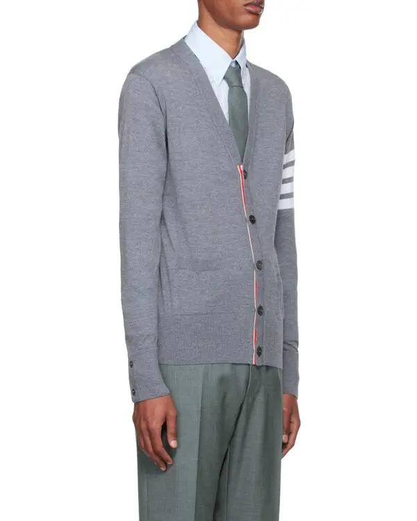 Thom Browne 4-bar V-neck Knitted Cardigan