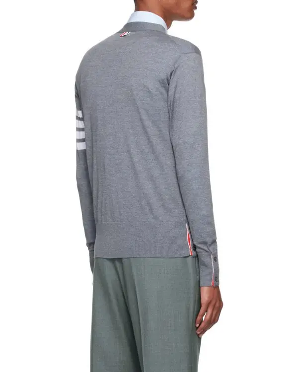 Thom Browne 4-bar V-neck Knitted Cardigan