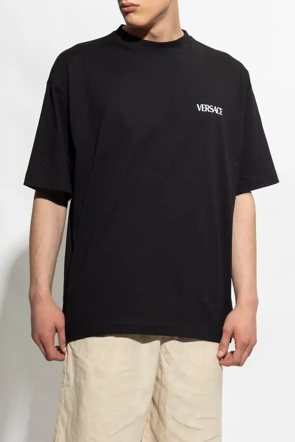 Versace Logo-printed Crewneck T-shirt - Black