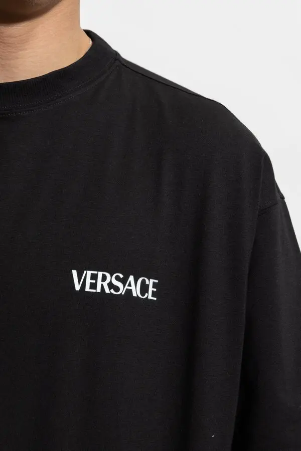Versace Logo-printed Crewneck T-shirt - Black