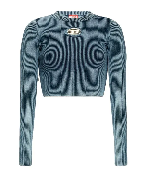 DIESEL® Oval D Rib-knit Cropped Top - Blue