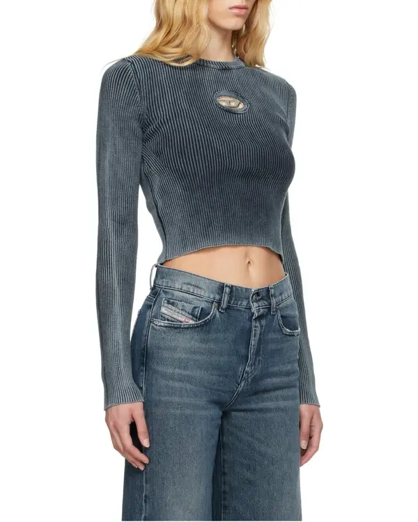 DIESEL® Oval D Rib-knit Cropped Top - Blue