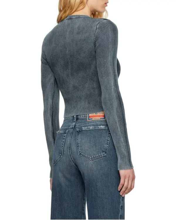 DIESEL® Oval D Rib-knit Cropped Top - Blue