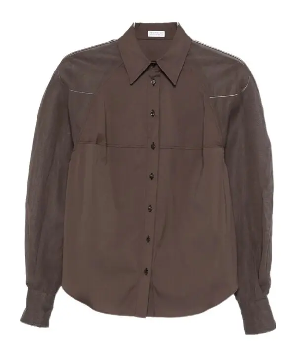 Brunello Cucinelli Sheer-panel Long-sleeve Shirt