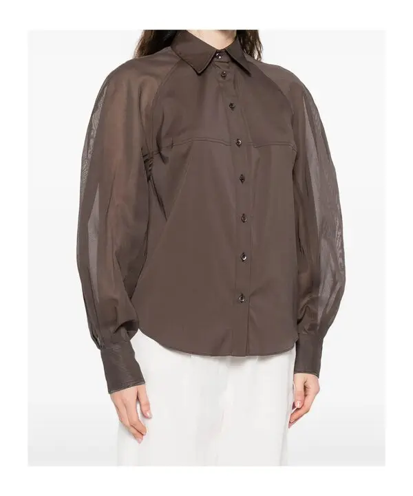 Brunello Cucinelli Sheer-panel Long-sleeve Shirt