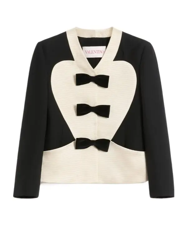 Valentino Garavani Bow Detail Jacket - Black/soft Beige
