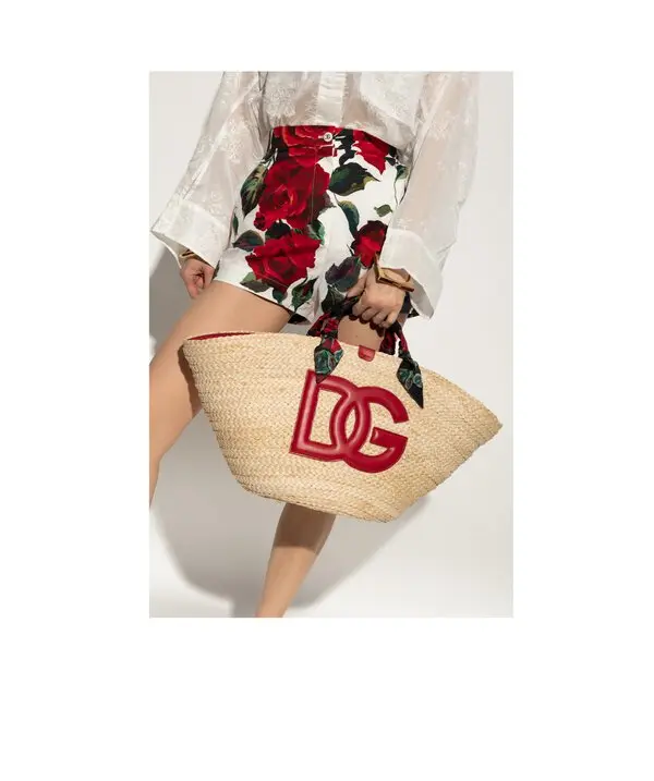 Dolce & Gabbana Raffia Shopper Bag With Logo Detail