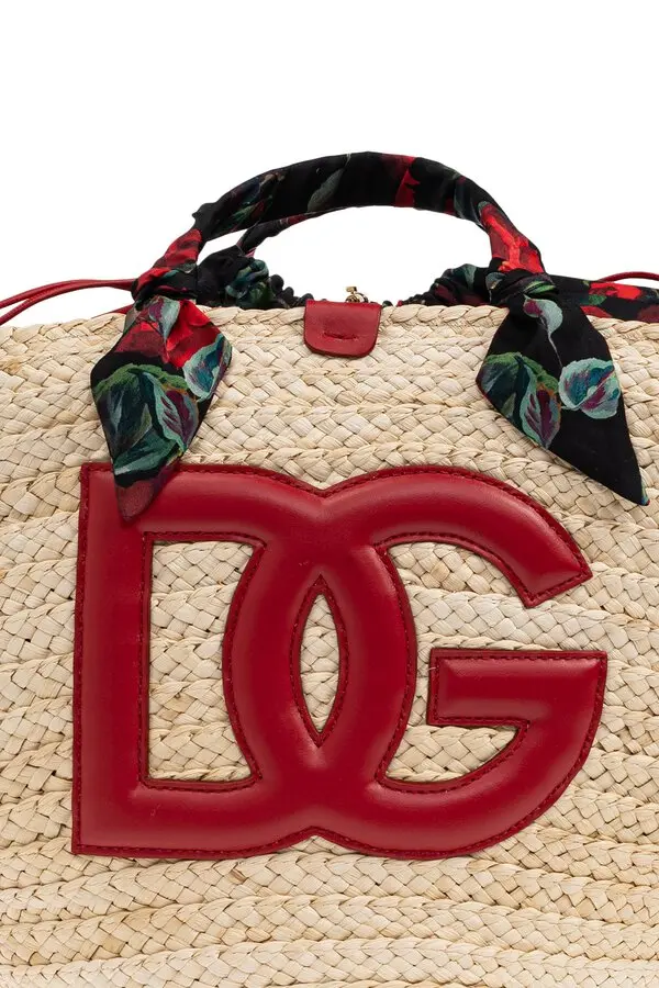 Dolce & Gabbana Raffia Shopper Bag With Logo Detail