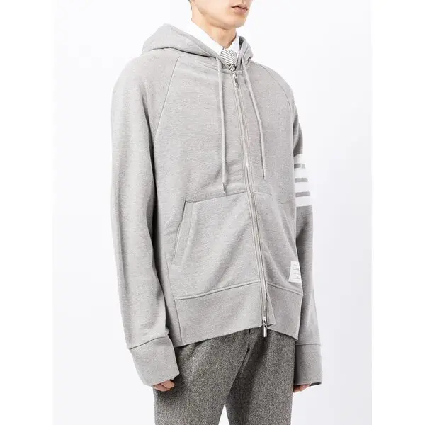 Thom Browne Classic Loopback 4-bar Zip-up Hoodie - Light Gray