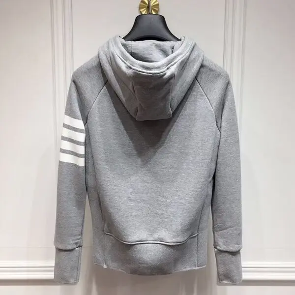 Thom Browne Classic Loopback 4-bar Zip-up Hoodie - Light Gray