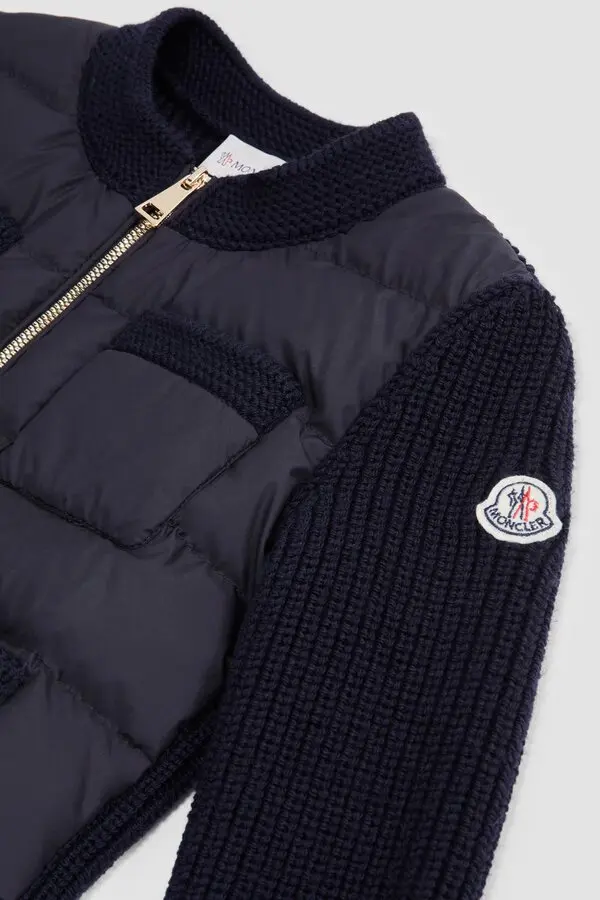 Moncler Padded Cardigan With Knitted Sleeves - Midnight Blue