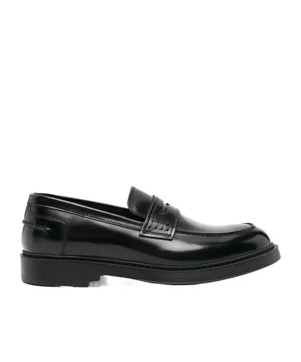 DOUCAL'S High-shine Slip-on Loafers - Black