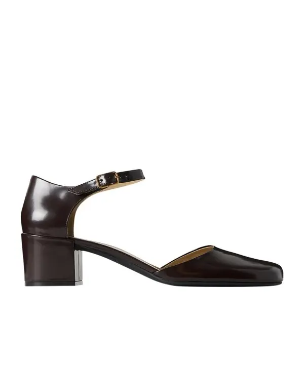 THE ROW Penelope Ankle-strap Heeled Pumps - Lacquer Brown
