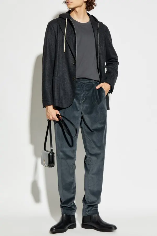Eleventy Corduroy Pleated Pants - Black