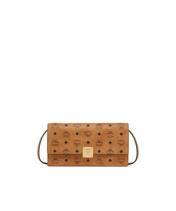 Mcm Monogram Patterned Clutch Bag - Cognac