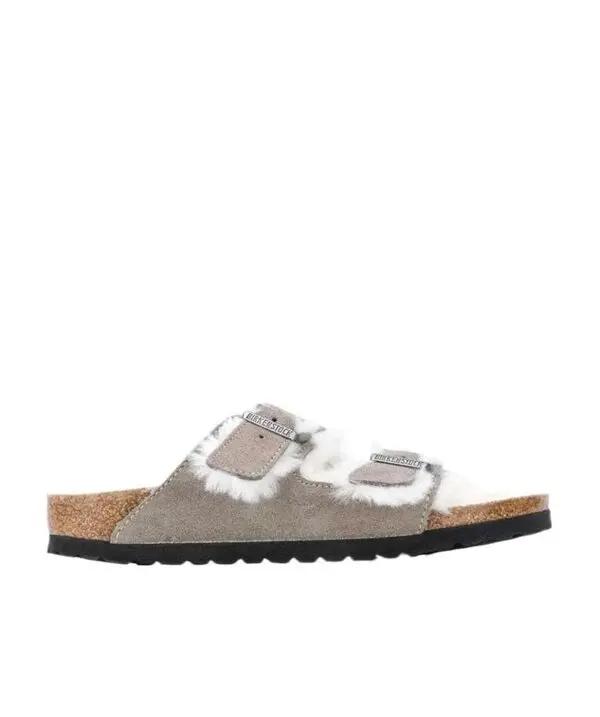 BIRKENSTOCK Arizona Shearling Slides - Gray