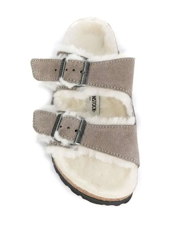 BIRKENSTOCK Arizona Shearling Slides - Gray