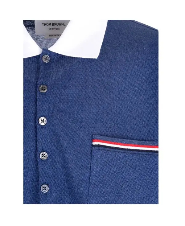 Thom Browne Logo Patch Stripe-detailed Polo Shirt