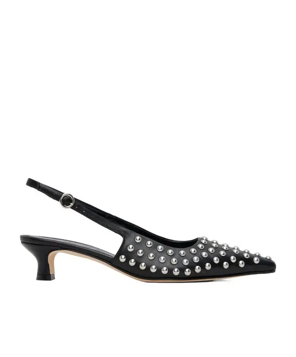 AeydĒ Catrina Studded Leather Slingback Pumps - Black
