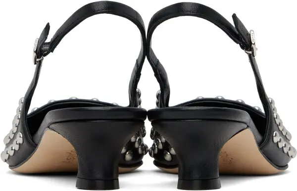 AeydĒ Catrina Studded Leather Slingback Pumps - Black