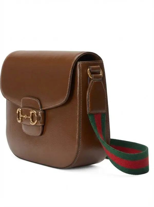 Gucci 1955 Horsebit Logo Plaque Shoulder Bag - Brown