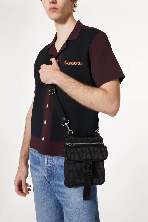 Valentino Garavani Toile Iconographe Zip-up Messenger Bag