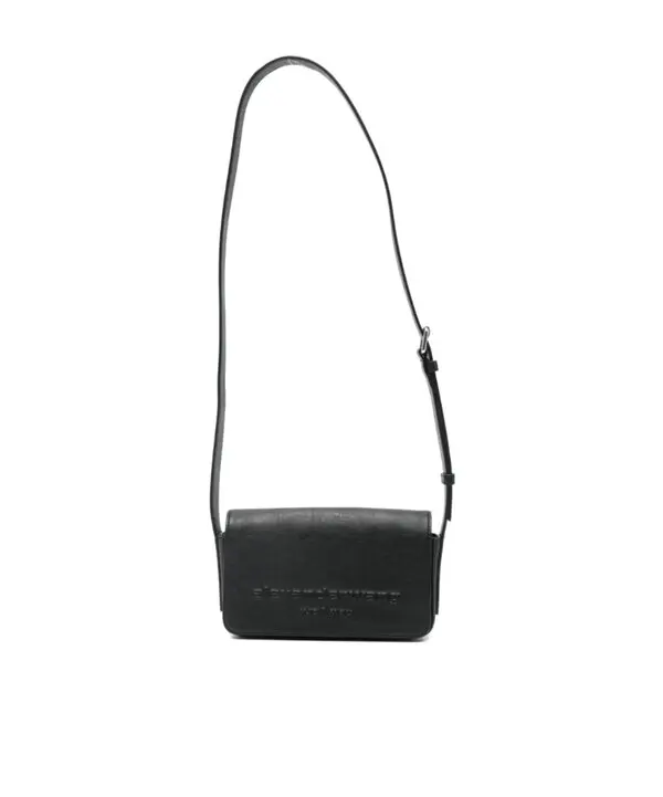 Alexander Wang Logo Embossed Foldover Top Shoulder Bag - Black