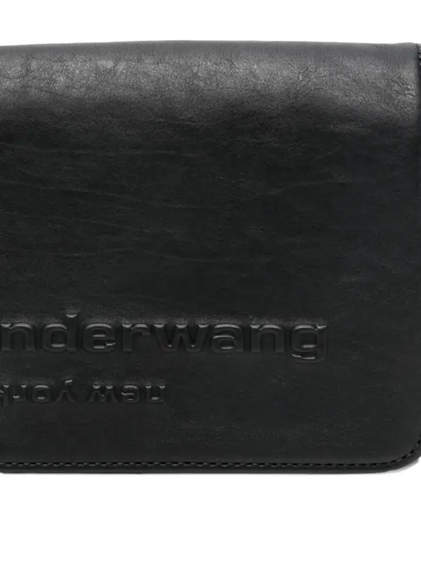 Alexander Wang Logo Embossed Foldover Top Shoulder Bag - Black