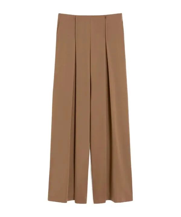 Max Mara Pleated Wool Palazzo Pants - Brown