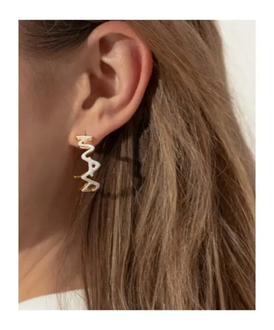 Marni Zig-zag Hoop Earrings - Yellow