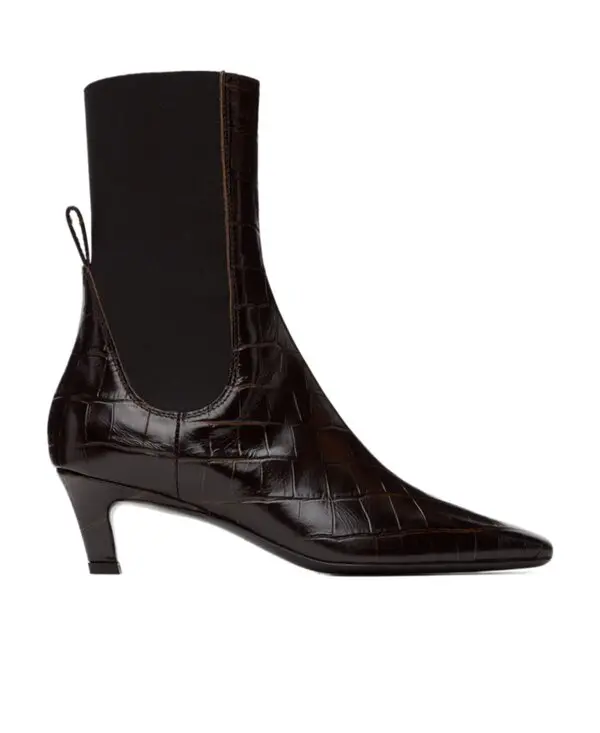 TOTEME Embossed Pointed Toe Boots - Black