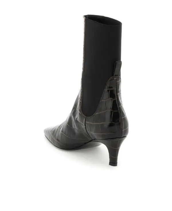 TOTEME Embossed Pointed Toe Boots - Black
