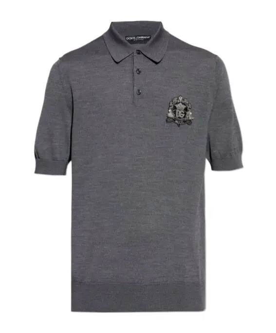 Dolce & Gabbana Dolce Gabbana Heraldic Patch Polo Shirt - Black