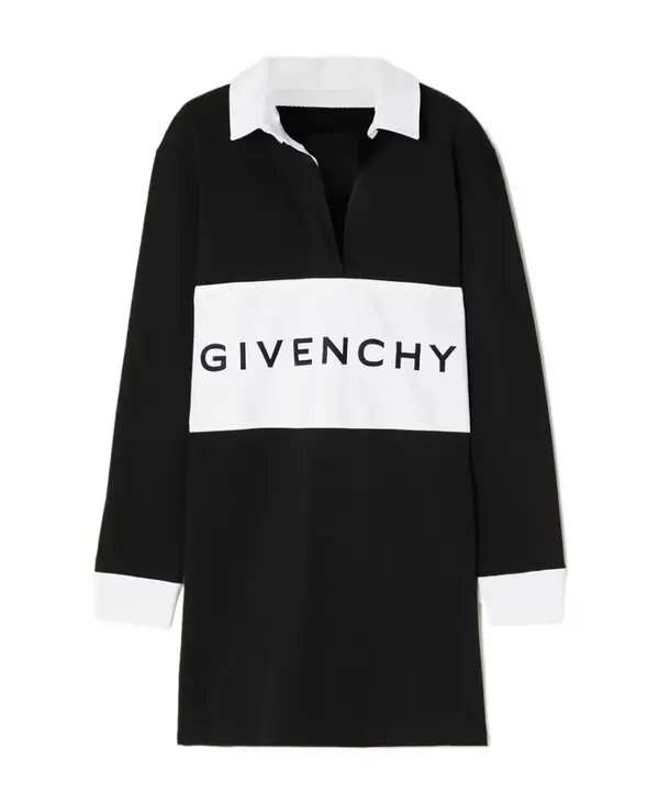 Givenchy Logo Embroidered Polo Dress - Black