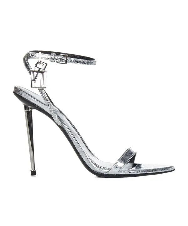 TOM FORD Padlock Detail Stiletto Sandals - Silver